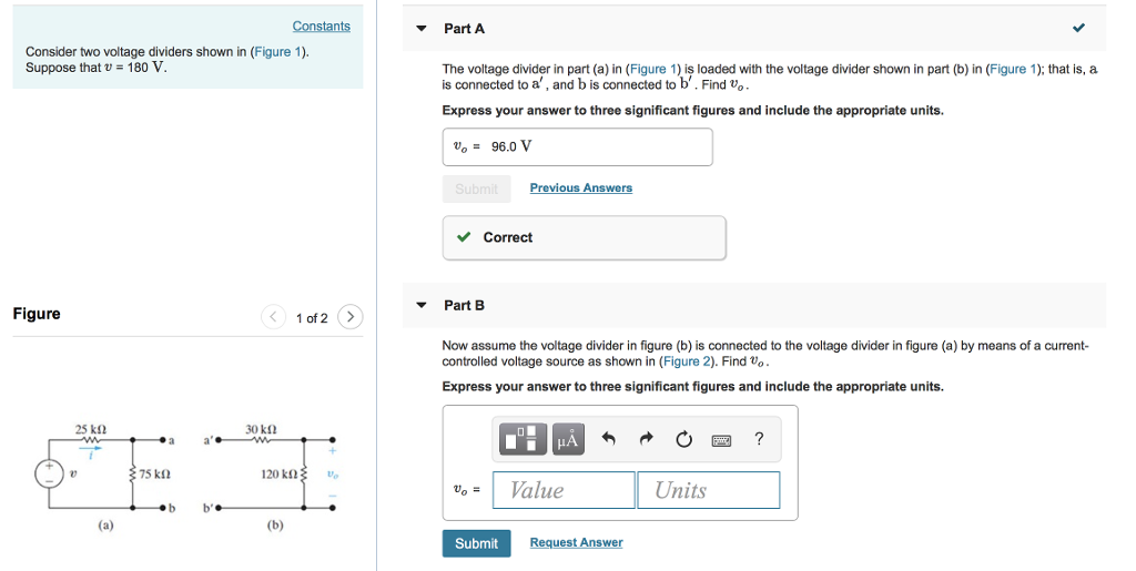 Solved Part A Consider two voltage dividers shown in (Figure | Chegg.com