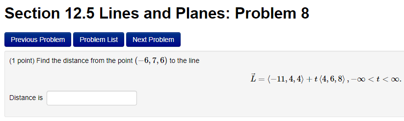 Solved Section 12.5 Lines and Planes: Problem 8 Previous | Chegg.com