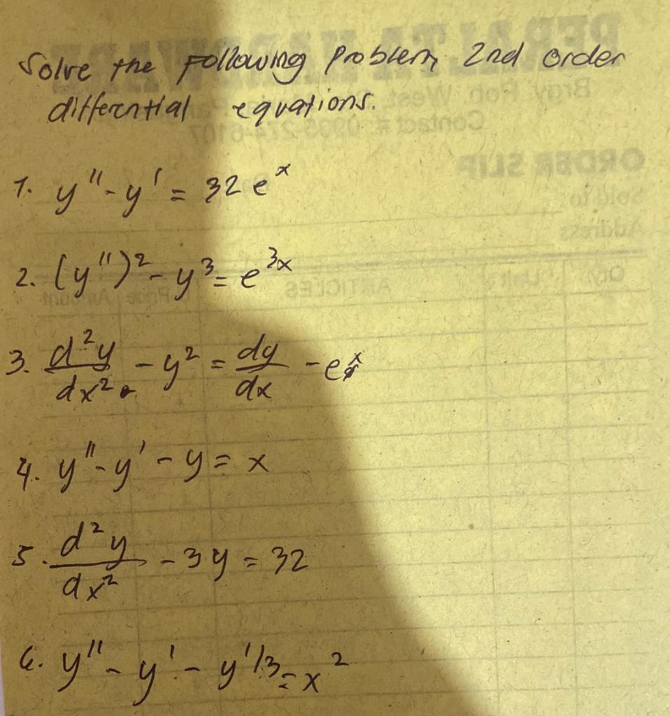 Solved solve the following problen 2nd order differential | Chegg.com