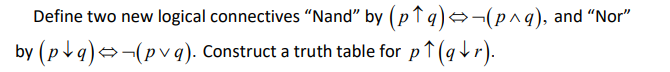 Solved Define two new logical connectives “Nand” by | Chegg.com