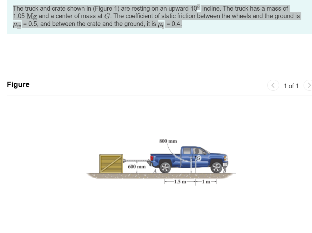 Solved The truck and crate shown in (Figure 1) are resting | Chegg.com