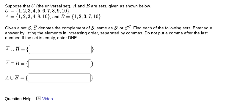 Solved Suppose that U (the universal set), A and B are sets, | Chegg.com