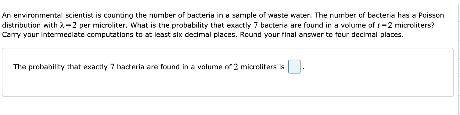Solved An environmental scientist is counting the number of | Chegg.com