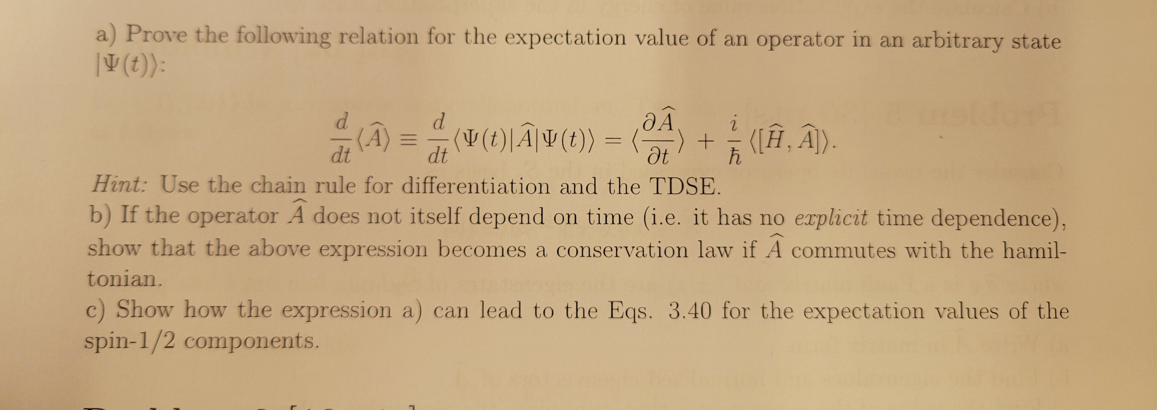 Solved A Prove The Following Relation For The Expectation