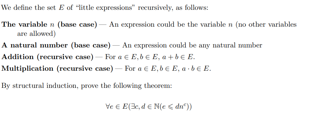 We define the set E of "little expressions" | Chegg.com
