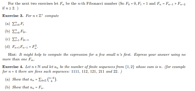 Solved For the next two exercises let Fr be the n-th | Chegg.com