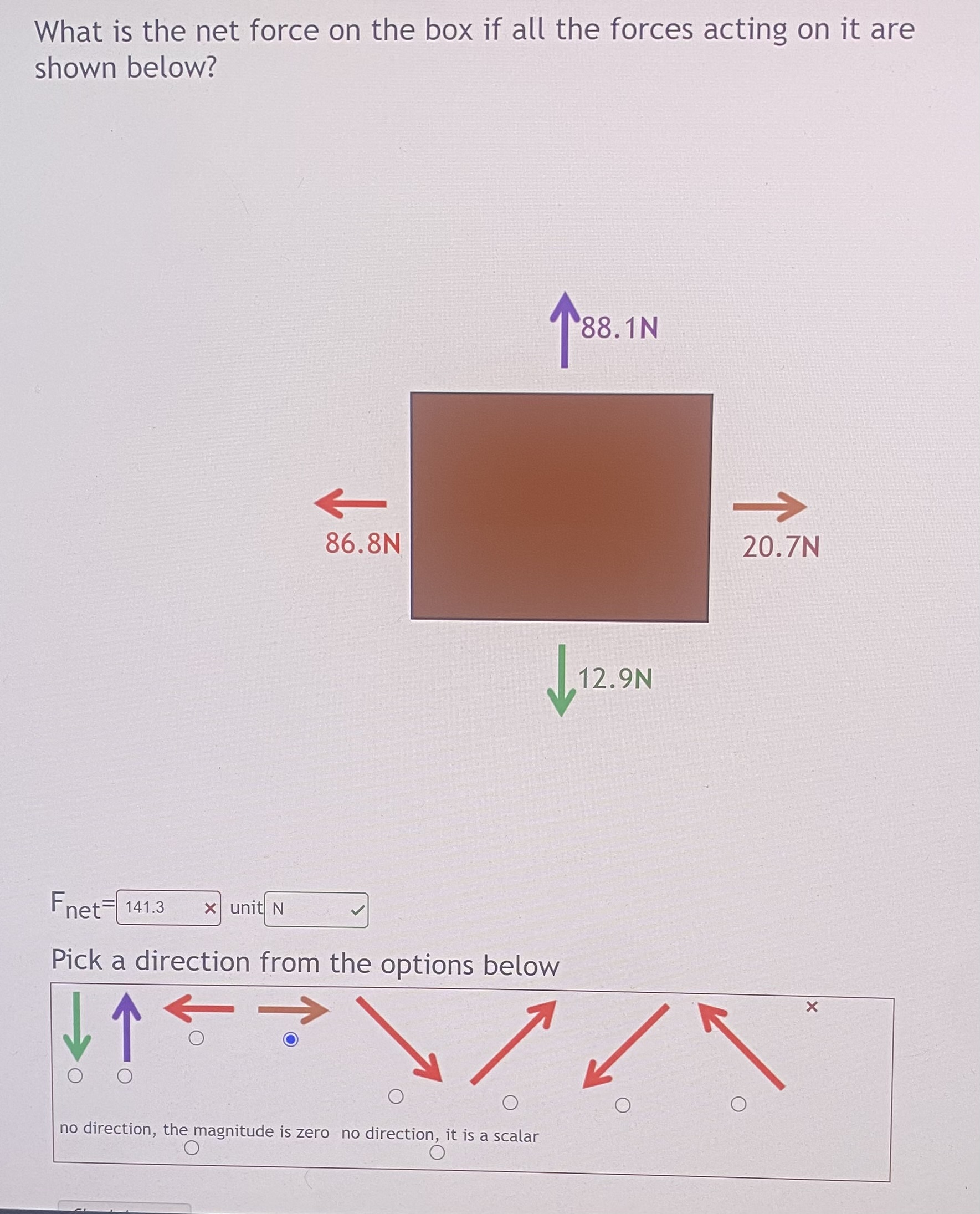 Solved What is the net force on the box if all the forces | Chegg.com