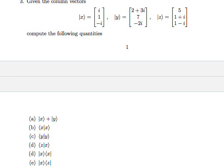 Solved 3. Given the column vectors | Chegg.com