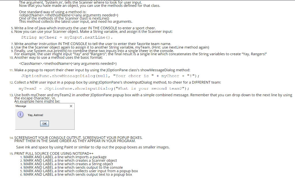 Solved user console and joptionPane Outputs: Use what you | Chegg.com