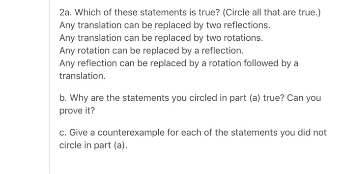 Solved 2a. Which of these statements is true? (Circle all | Chegg.com