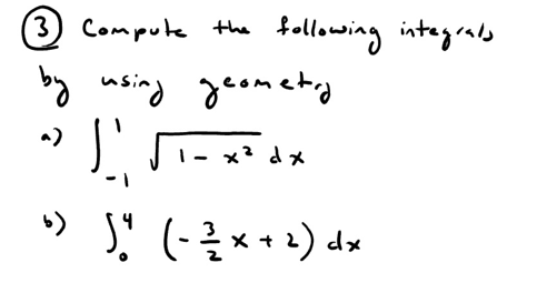 Solved (3) Compute the following integrals by using geometry | Chegg.com
