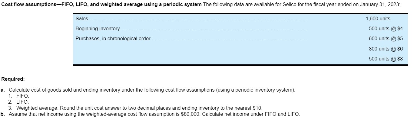Solved Cost flow assumptions-FIFO, LIFO, and weighted | Chegg.com