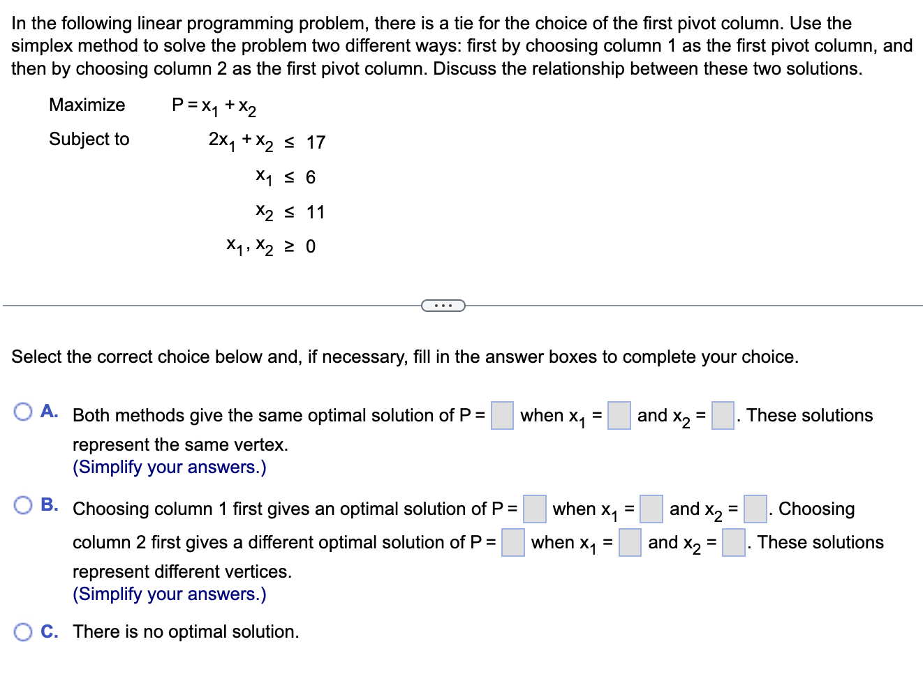Solved In the following linear programming problem, there is | Chegg.com