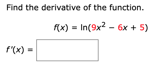 Solved Find the derivative of the function. f(x) = In f'(x) | Chegg.com