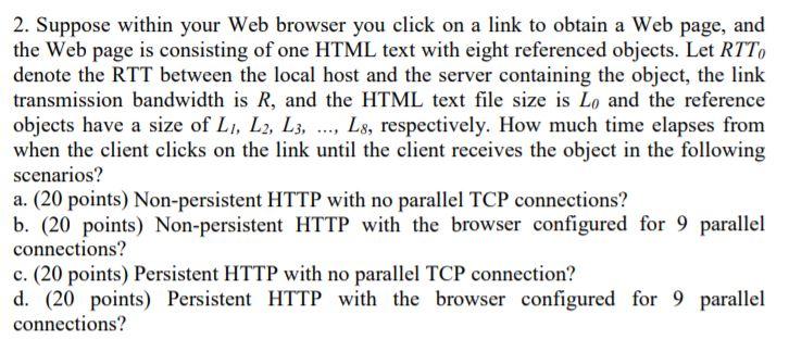 Solved 2. Suppose within your web browser you click on a | Chegg.com