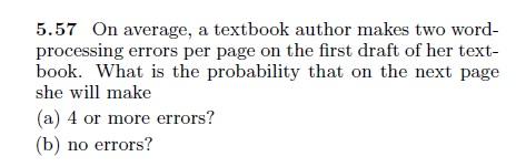 Solved 5.57 On average, a textbook author makes two word- | Chegg.com