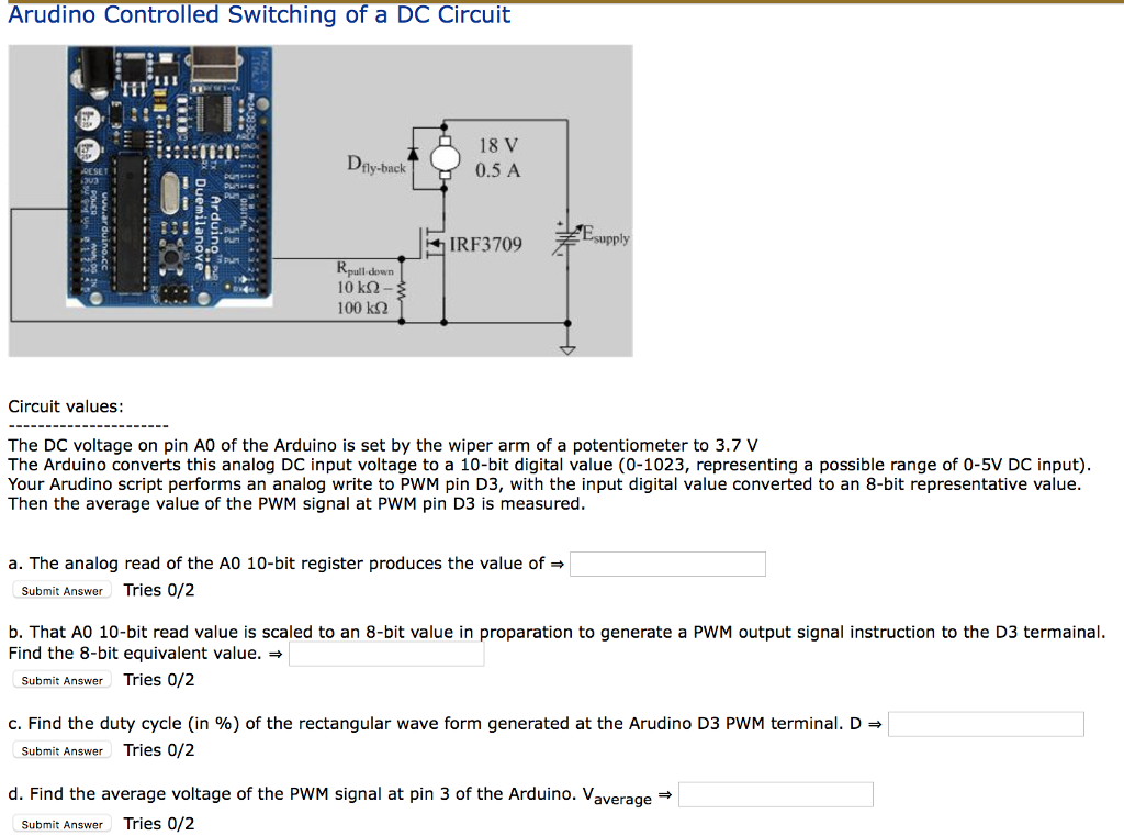 Arudino Controlled Switching of a DC Circuit 18 V 0.5 | Chegg.com