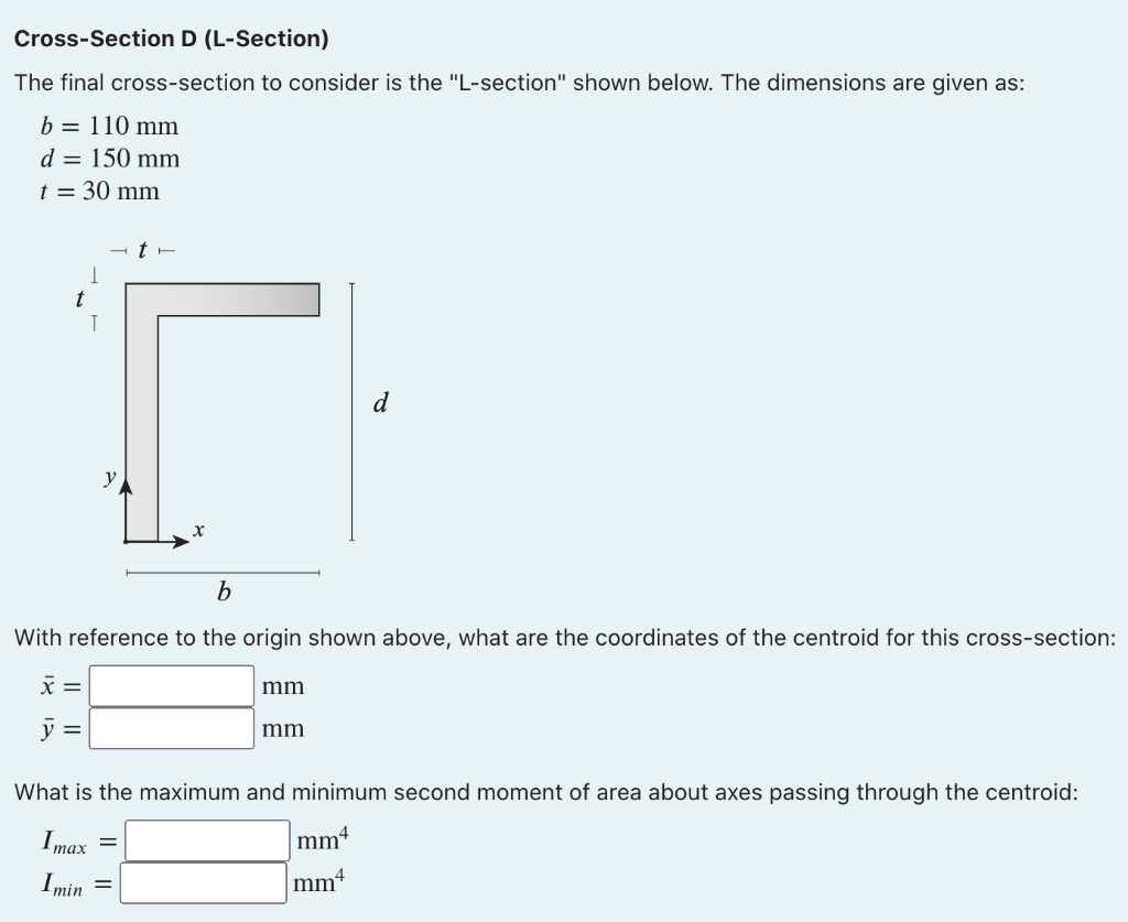 Solved Cross-Section D (L-Section) The final cross-section | Chegg.com