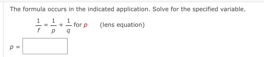 Solved The formula occurs in the indicated application. | Chegg.com