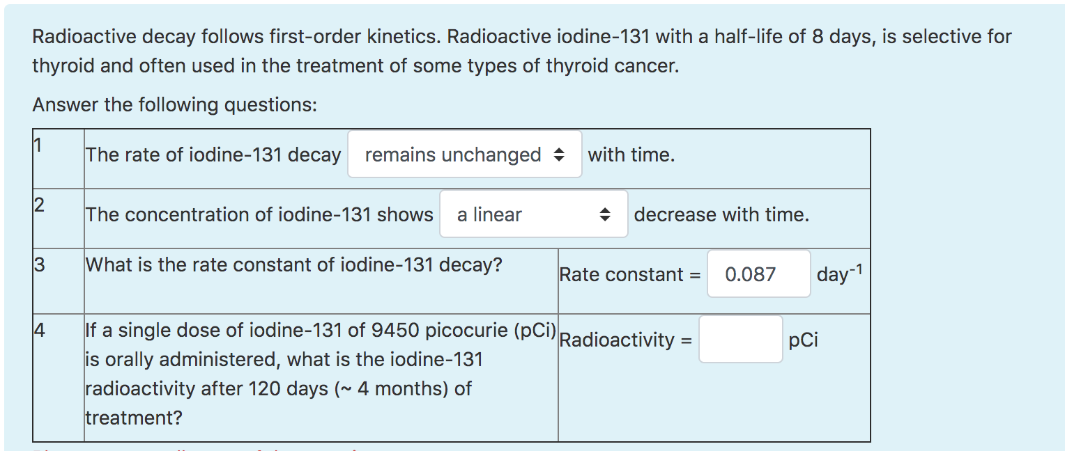 Solved Radioactive decay follows first-order kinetics. | Chegg.com