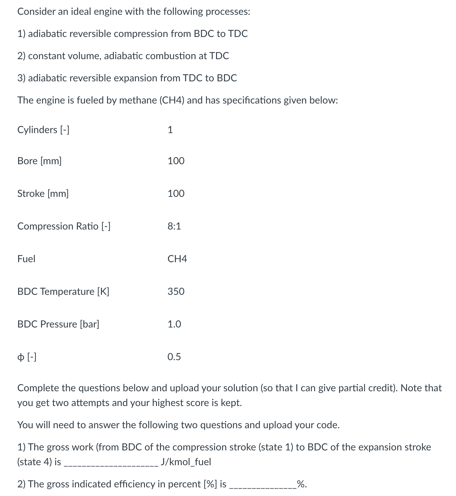 Solved Consider an ideal engine with the following | Chegg.com
