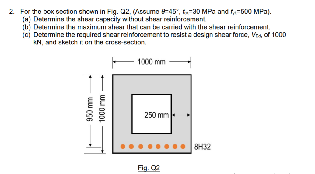 Solved 2. For the box section shown in Fig. Q2, (Assume | Chegg.com