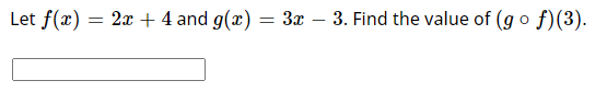 Solved Let f(x)=x2−4 and g(x)=3x+1. Find (fg)(−2). | Chegg.com