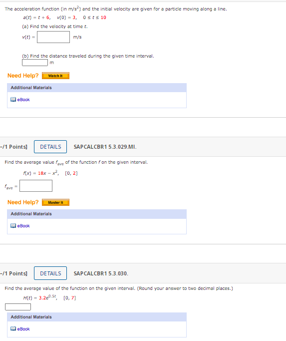 Solved The Acceleration Function In M S2 And The Initial