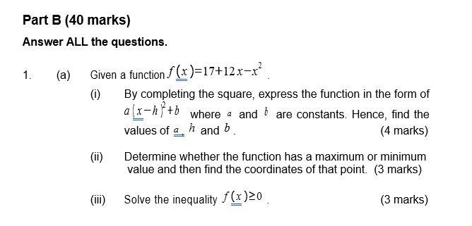 Solved Part B (40 marks) Answer ALL the questions. 1. (a) | Chegg.com