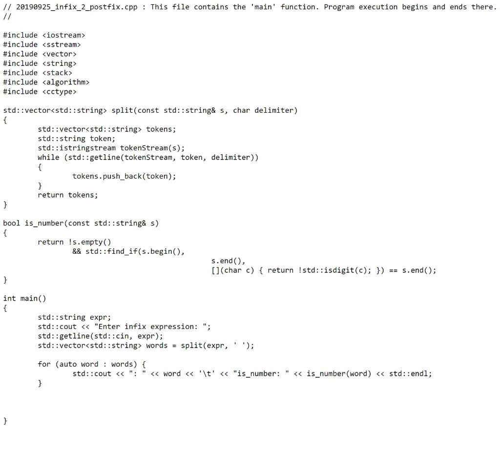 Solved Cs 400 Lab 5 Implement An Infix Expression To Post