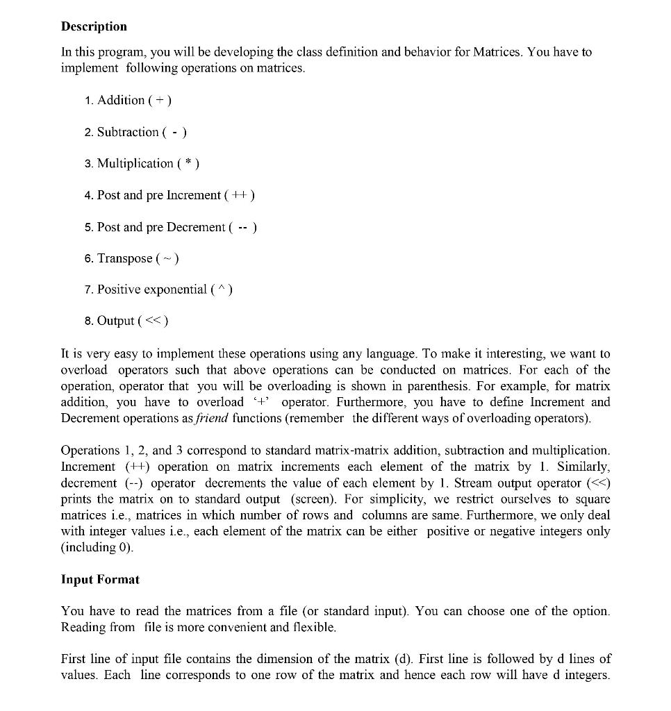 Solved Description In this program, you will be developing | Chegg.com