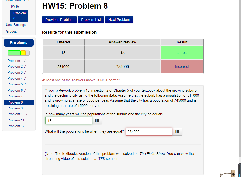 Solved TIUM VUIN Jels HW15 HW15: Problem 8 Problem Previous | Chegg.com