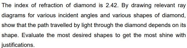 Solved The index of refraction of diamond is 2.42. By | Chegg.com