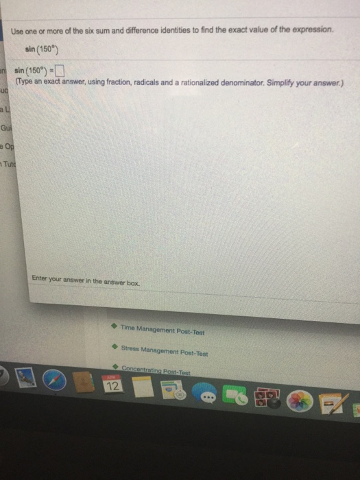 Solved Use one or more of the six sum and difference | Chegg.com