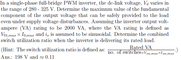 Solved In a single-phase full-bridge PWM inverter, the | Chegg.com
