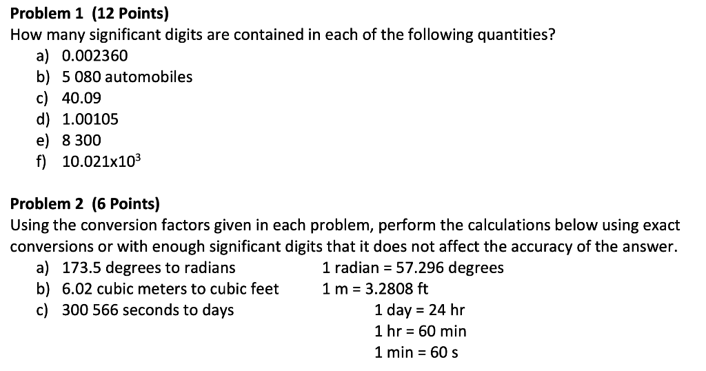 Solved Question 1: How many significant digits are contained | Chegg.com