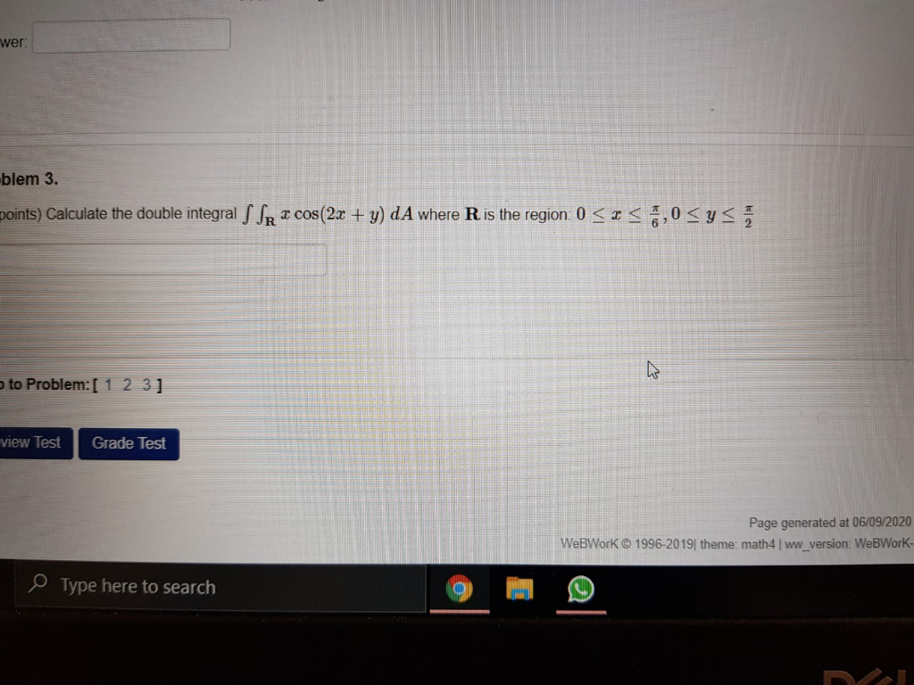 Solved wer blem 3. points) Calculate the double integral SSR | Chegg.com