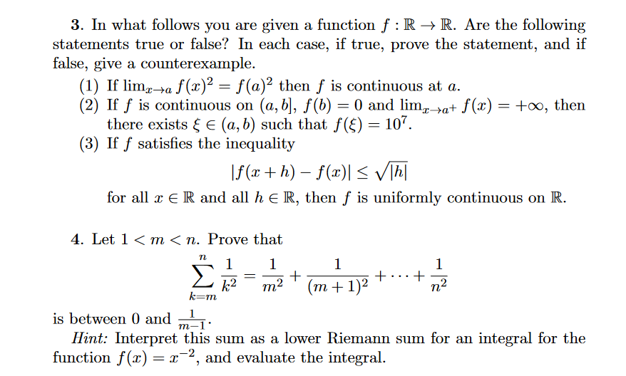Solved 3. In what follows you are given a function f:R→R. | Chegg.com