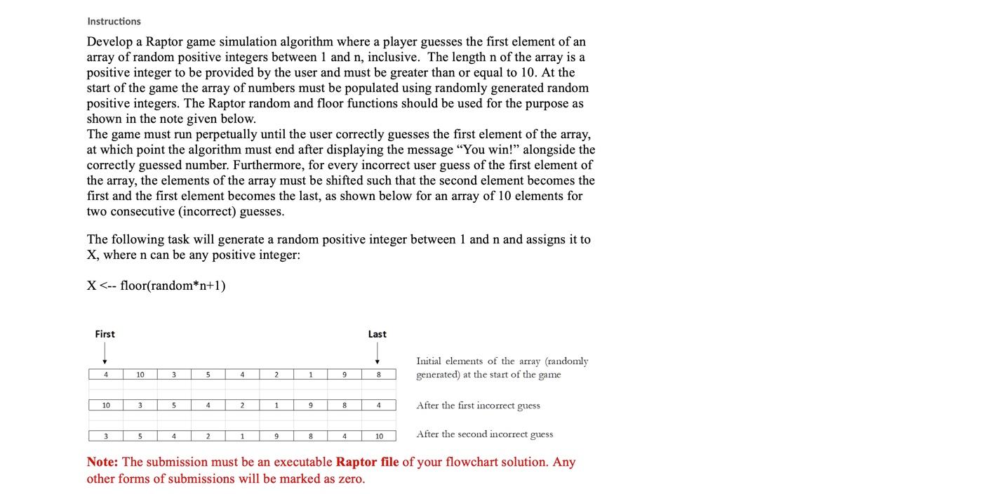 Instructions Develop a Raptor game simulation | Chegg.com