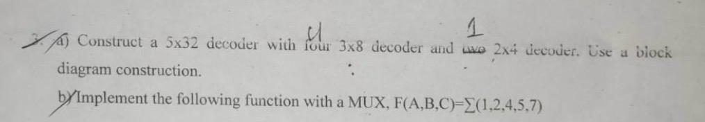Solved A ﻿construct A 5×32 ﻿decoder With Four 3×8 ﻿decoder 3225