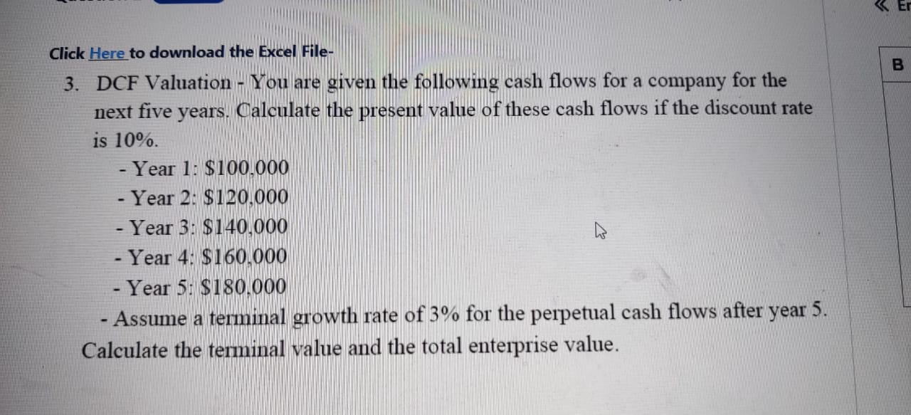 Solved Click Here to download the Excel File-3. ﻿DCF | Chegg.com