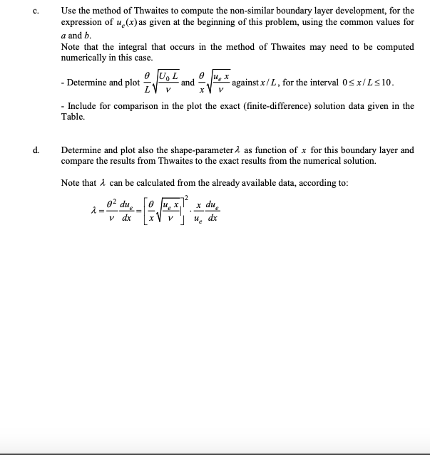 PROBLEM 4 - Non-similar boundary layer development | Chegg.com