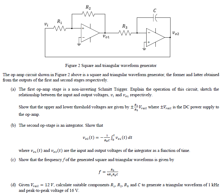 Solved Figure 2 Square and triangular waveform generator The | Chegg.com