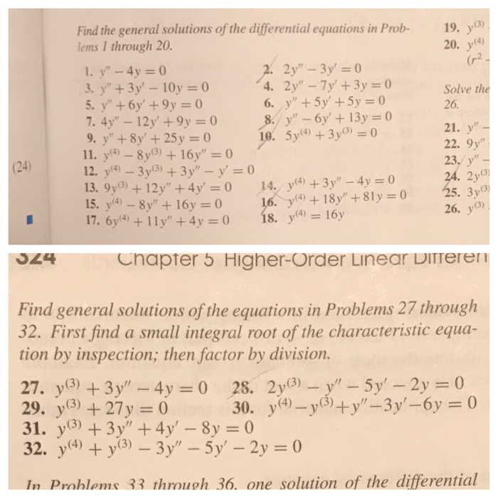 Solved 3) 20. y4) Find the general solutions of the | Chegg.com