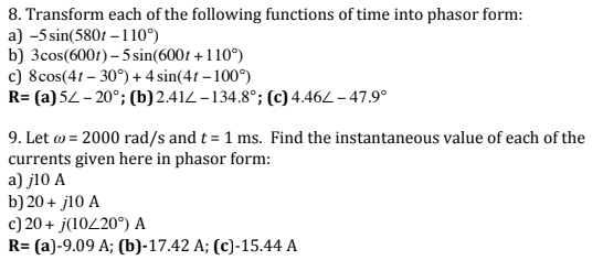 Solved 8. Transform each of the following functions of time | Chegg.com