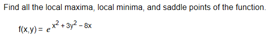 Solved Find all the local maxima, local minima, and saddle | Chegg.com