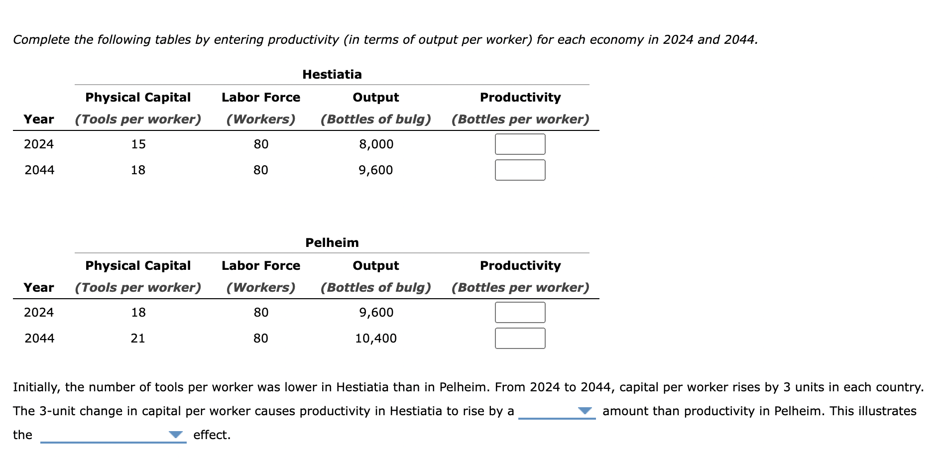 Solved Complete the table by calculating physical capital | Chegg.com