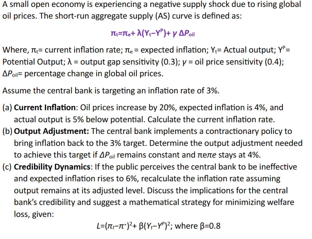 Solved A small open economy is ﻿experiencing a negative | Chegg.com
