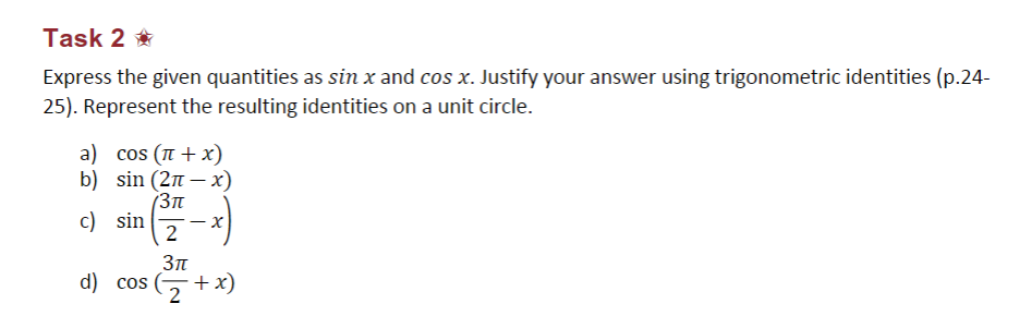 Solved Express the given quantities as sinx and cosx. | Chegg.com