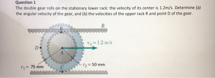 Solved The double gear rolls on the stationary lower rack: | Chegg.com